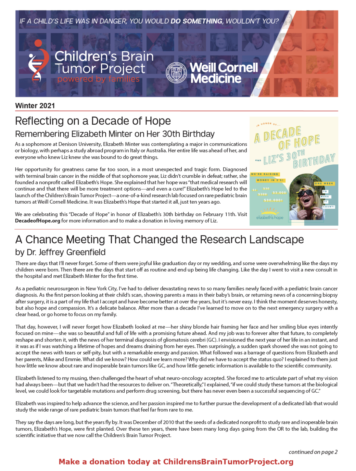NEWSLETTERS – Children's Brain Tumor Project